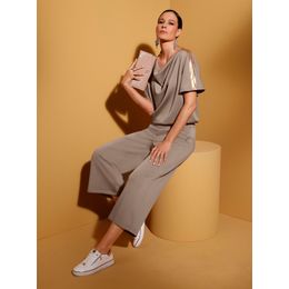 CR&Eacute;ATION L Sweatshirt CREATION L, Damen, Gr. 36, rosa (taupe, bronzefarben, bedruckt), 50% Modal, 44% Polyester, 6% Elasthan, gemustert, unifarben, Wasserfallausschnitt, Sweatshirts Sweatshirt