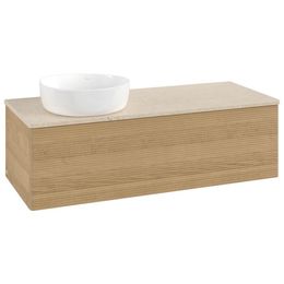 Villeroy & Boch Villeroy und Boch Antao Waschtisch-Unterschrank L33113HN mit Beleuchtung mit Struktur, 120x36x50cm, Waschbeckenplattenfarbe botticino, honey oak