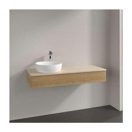 Villeroy & Boch Villeroy und Boch Antao Waschtisch-Unterschrank L11013HN mit Beleuchtung, 1 Auszug, 1200 x 190 x 500 mm, Front ohne Struktur, Honey Oak / Botticino
