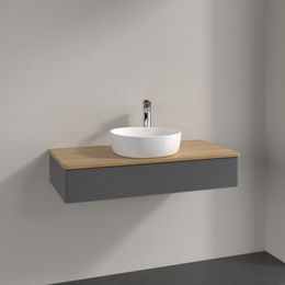 Villeroy & Boch Villeroy und Boch Antao Waschtisch-Unterschrank K09151GK 100x19x50cm, Hahnloch, Waschbeckenplattenfarbe honey oak, anthracite matt lacquer