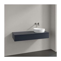 Villeroy & Boch Villeroy und Boch Antao Waschtisch-Unterschrank L12150HG mit Beleuchtung, 1 Auszug, 1200 x 190 x 500 mm, Front mit Struktur, Midnight Blue Matt Lacquer / Midnight Blue Matt Lacquer