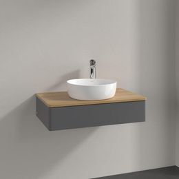 Villeroy & Boch Villeroy und Boch Antao Waschtisch-Unterschrank K08051GK 80x19x50cm, Hahnloch, Waschbeckenplattenfarbe honey oak, anthracite matt lacquer