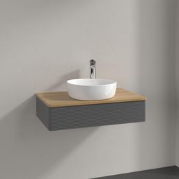 Villeroy & Boch Villeroy und Boch Antao Waschtisch-Unterschrank K08151GK 80x19x50cm, Hahnloch, Waschbeckenplattenfarbe honey oak, anthracite matt lacquer