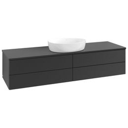 Villeroy & Boch Villeroy und Boch Antao Waschtisch-Unterschrank L25150PD mit Beleuchtung mit Struktur, 160x36x50cm, Hahnlochbohrung, Waschbeckenplattenfarbe Lack, black matt lacquer