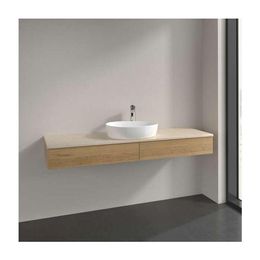 Villeroy & Boch Villeroy und Boch Antao Waschtisch-Unterschrank L14013HN mit Beleuchtung, 2 Ausz&uuml;ge, 1600 x 190 x 500 mm, Front ohne Struktur, Honey Oak / Botticino