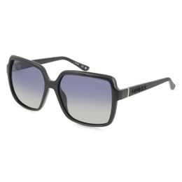 Guess GU00157 | Unisex-Sonnenbrille | Fassung: Vollrand, Quadratisch, Kunststoff, Schwarz Gl&auml;nzend | Glasfarbe: Grau Verlaufend