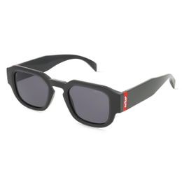 Levi's Levi's LV 1095/S | Unisex-Sonnenbrille | Fassung: Vollrand, Eckig, Kunststoff, Schwarz | Glasfarbe: Grau