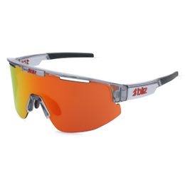 Bliz ZB7004 MATRIX | Unisex-Sonnenbrille | Fassung: Randlos, Geometrisch, Kunststoff, Grau Transparent | Glasfarbe: Rot