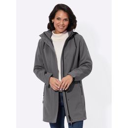 Softshelljacke Casual Looks, Damen, Gr. 18, grau (anthrazit), 94% Polyester, 6% Elasthan, unifarben, Jacken Softshelljacke