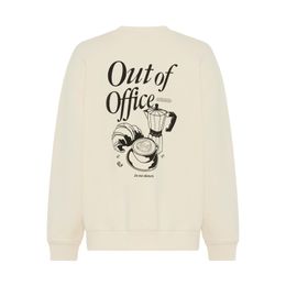 Sweatshirt HUGO BLUE "Classic Crew", Damen, Gr. S, open wei&szlig; 110, Sweatware, Obermaterial: 100% Baumwolle, bedruckt, normal, Rundhals, Rippb&uuml;ndchen, Sweatshirts Sweatshirt, mit gro&szlig;em R&uuml;ckenprint