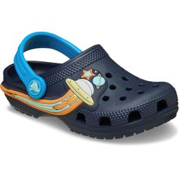Clog Crocs "Toddler Classic UFO Lights Clog", M&auml;dchen, Gr. 22, blau (navy), Croslite&trade;, kontrastfarbene Details, Schuhe Clog, Blinkschuh, Sandale mit coolem Motiv