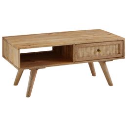 Couchtisch Holz massiv mit Stauraum, Lade