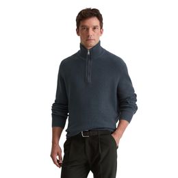 Marc O'Polo Troyer MARC O'POLO "aus softem Baumwolle-Schurwolle-Mix", Herren, Gr. S, schwarz navy, Obermaterial: 71% Baumwolle, 19% Schurwolle, 10% Polyamid, unifarben, Pullover Troyer