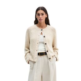 Marc O'Polo Cardigan MARC O'POLO "aus Heavy Cotton Slub-Garn", Damen, Gr. L, grau silk, Obermaterial: 75% Baumwolle, 25% Polyester, unifarben, loose fit, Rundhals, Strickjacken