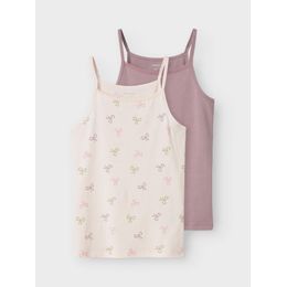 Unterhemd name it "NKFSTRAP TOP 2P BARELY PINK BOW NOOS", M&auml;dchen, Gr. 158 (164), 2 Stk., N-Gr, pink (barely pink), Jersey, Obermaterial: 95% Baumwolle, 5% Elasthan, bedruckt, normal, Rundhals, Unterhemden Unterhemd
