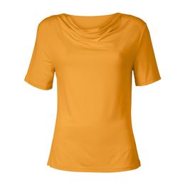 Wasserfallshirt Inspirationen "Shirt", Damen, Gr. 36, gelb (maisgelb), 95% Viskose, 5% Elasthan, unifarben, Wasserfallausschnitt, Shirts