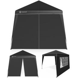 Casaria Faltpavillon Capri Schwarz 3x3m inkl 2 Seitenw&auml;nden UV-Schutz 50+