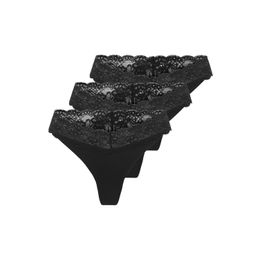 String Only "String ONLCHLOE LACE THONG 3er Pack", Damen, Gr. S, schwarz, Obermaterial: 75% Polyamid PA. 25% Elasthan EL., Unterhosen String