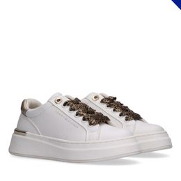 Plateausneaker Tommy Hilfiger, Damen, Gr. 36, sanftes wei&szlig;, metallic, Lederimitat, Schuhe Plateausneaker, Plateauschuh, Chunky Sneaker, Schn&uuml;rer im Animal Look