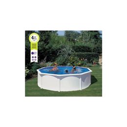 GRE GRE - Wei&szlig;es rundes Stahl-Aufstellpool-Set &Oslash;480 x 132 cm (Lieferung mit Sandfilter und Leiter)