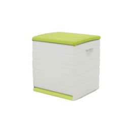 PLASTIKEN PLASTIKEN Abschlie&szlig;bare Truhe mit Rollen - 190 l - Funktional und &auml;sthetisch - Beige und Pistazie