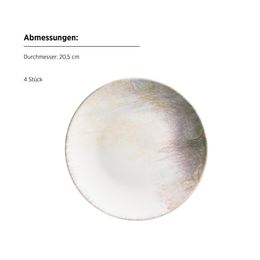 M&auml;ser M&auml;ser Dessertteller-Set, Steinzeug Aquarellia Wei&szlig;, Lila
