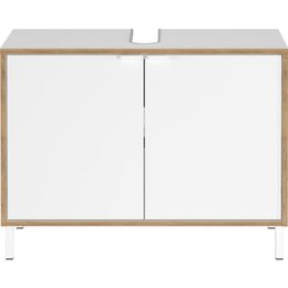 Germania Waschbeckenunterschrank 5000-513 GW-Topeka, in Wei&szlig;/Eiche, mit Siphonaussparung, 80 x 60 x 34 cm (BxHxT)
