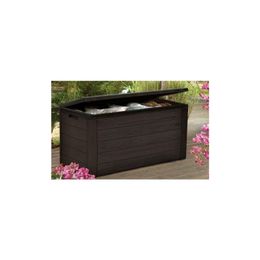 TOOD TOOD Aufbewahrungstruhe aus Kunstharz &ndash; 300 l &ndash; Braune Holzoptik &ndash; 120 x 46 x 58 cm