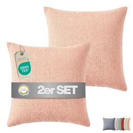 Inspinovia Outdoor Kissen 2er Set inkl. F&uuml;llung 45 x 45 cm Apricot, nachhaltig und OEKO-TEX zertifiziert