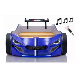 Autobett Kinder 90x200 Jungen LED Leuchte Unterbodenbeleuchtung Sound Fernbedienung