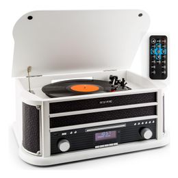 Auna Belle Epoque 1908 DAB Retro-Stereoanlage Plattenspieler DAB+ Bluetooth Wei&szlig;