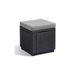 ALLIBERT by KETER ALLIBERT GARDEN Pouf-Tisch mit Kissen und integriertem Stauraum - Imitation von Rattan, Graphit