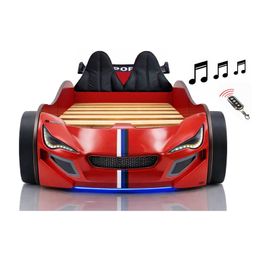 Autobett Kinder 90x200 Jungen LED Leuchte Unterbodenbeleuchtung Sound Fernbedienung