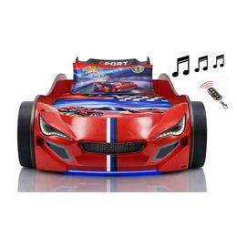 Autobett Kinder 90x200 Jungen LED Leuchte Unterbodenbeleuchtung Sound Fernbedienung