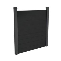 Juskys&reg; WPC Sichtschutzzaun 1er Set - Komplettset inkl. 2 WPC Pfosten & Zubeh&ouml;r, Gartenset WPC- & Stahlkonstruktion, Anthrazit / Grau