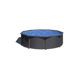 GRE GRE &ndash; Runder Stahlpool &Oslash; 3,70 m x H 1,22 m &ndash; Anthrazitgrau, Sandfilter