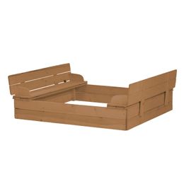 Roba Sandkasten aufklappbar zu 2 B&auml;nken, Massivholz, wetterfest, teakholzfarben