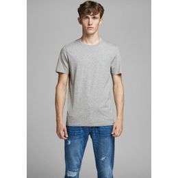Jack & Jones Rundhalsshirt JACK & JONES "JJEORGANIC MELANGE TEE SS O-NECK NOOS", Herren, Gr. L, grau (storm), Jersey, Obermaterial: 60% Baumwolle, 40% Polyester, meliert, normal normal, Rundhals, gerader Abschluss, Shirts Rundhalsshirt, Baumwollmischung, regular fit