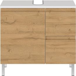 Germania Waschbecken-Unterschrank 4330-559 GW-Torrance, in Wei&szlig;/Eiche, mit Siphonausschnitt, 60 x 56 x 34 cm (BxHxT)