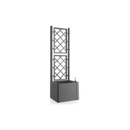 Stefanplast Stefanplast - Deluxe Blumenkasten - quadratisch mit Drahtgeflecht, steingrau - 43 x 43 x 142 cm (H)