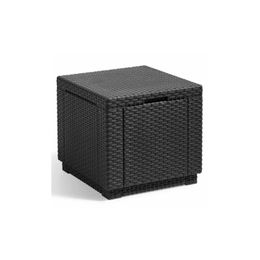 ALLIBERT by KETER W&uuml;rfelf&ouml;rmiger Graphittisch &ndash; Imitation von Rattan mit Stauraum &ndash; Allibert von Keter &ndash; Cubecushiongraph