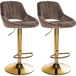 CLP Barhocker 2er Set h&ouml;henverstellbar mit Lehne Milet, Barst&uuml;hle gepolstert Samtbezug, Tresenst&uuml;hle mit Metallgestell drehbar