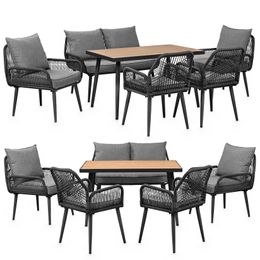 Swing&Harmonie Gartenm&ouml;bel Lounge-Set &bdquo;Sienna&ldquo; f&uuml;r 6 Personen - anthrazit/grau