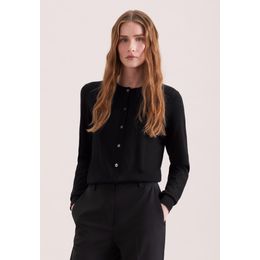 Strickjacke Seidensticker, Damen, Gr. L, schwarz, 90% Wolle, 10% Seide, unifarben, regular fit, Strickjacken Strickjacke, Cardigan