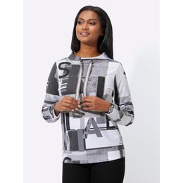 Sweatshirt Inspirationen, Damen, Gr. 38, schwarz-wei&szlig; (schwarz, ecru), 50% Baumwolle, 50% Polyester, bedruckt, gemustert, mehrfarbig, metallic, Sweatshirts Sweatshirt