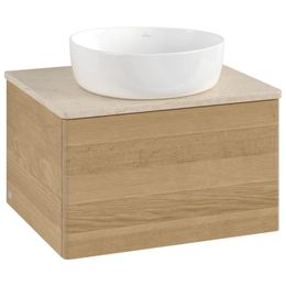 Villeroy & Boch Villeroy und Boch Antao Waschtisch-Unterschrank L29013HN mit Beleuchtung, 60x36x50cm, Waschbeckenplattenfarbe botticino, honey oak