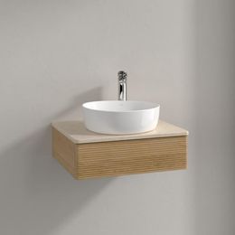 Villeroy & Boch Villeroy und Boch Antao Waschtisch-Unterschrank K07153HN 60x19x50cm, Hahnloch, Waschbeckenplattenfarbe botticino, honey oak