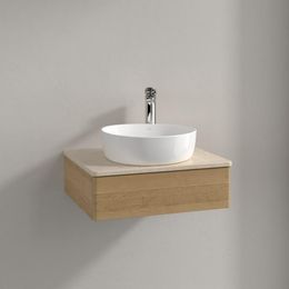 Villeroy & Boch Villeroy und Boch Antao Waschtisch-Unterschrank K07053HN 60x19x50cm, Hahnloch, Waschbeckenplattenfarbe botticino, honey oak