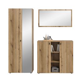 Garderobe Station 3-tlg. Eichefarben