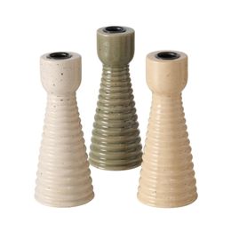 Boltze Kerzenleuchter Mylana, 3er Set Beige, Gr&uuml;n, Cremewei&szlig; skandinavische Deko Online Shop